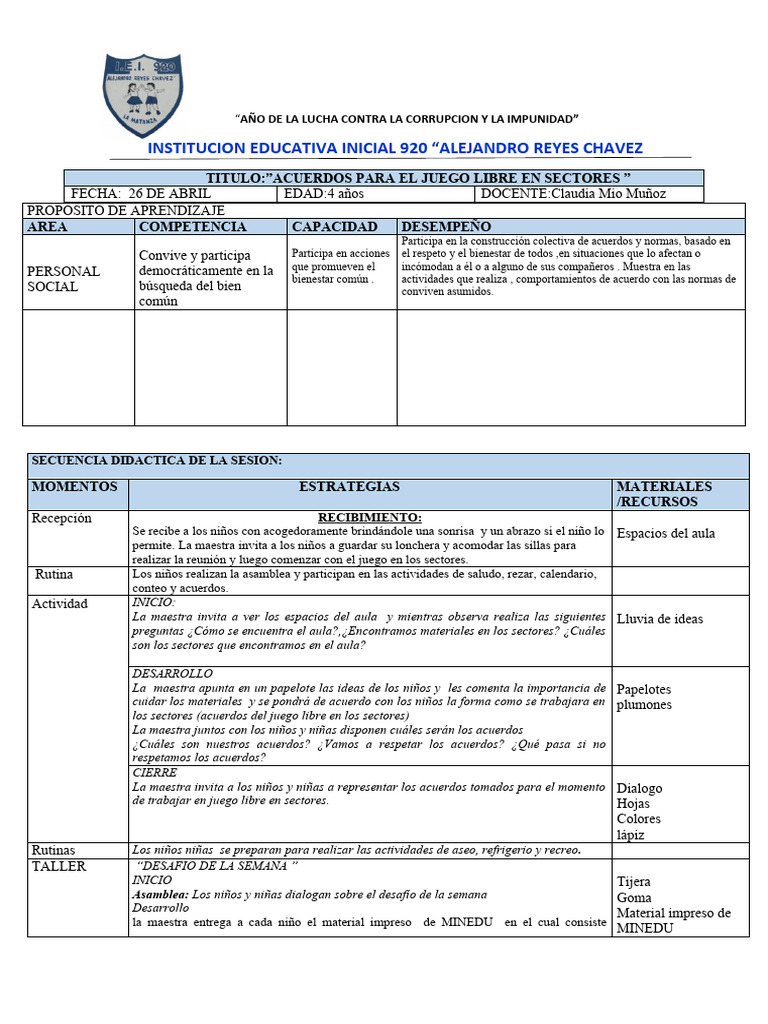Acuerdos Poara Sectores | PDF | Salón de clases | Aprendizaje