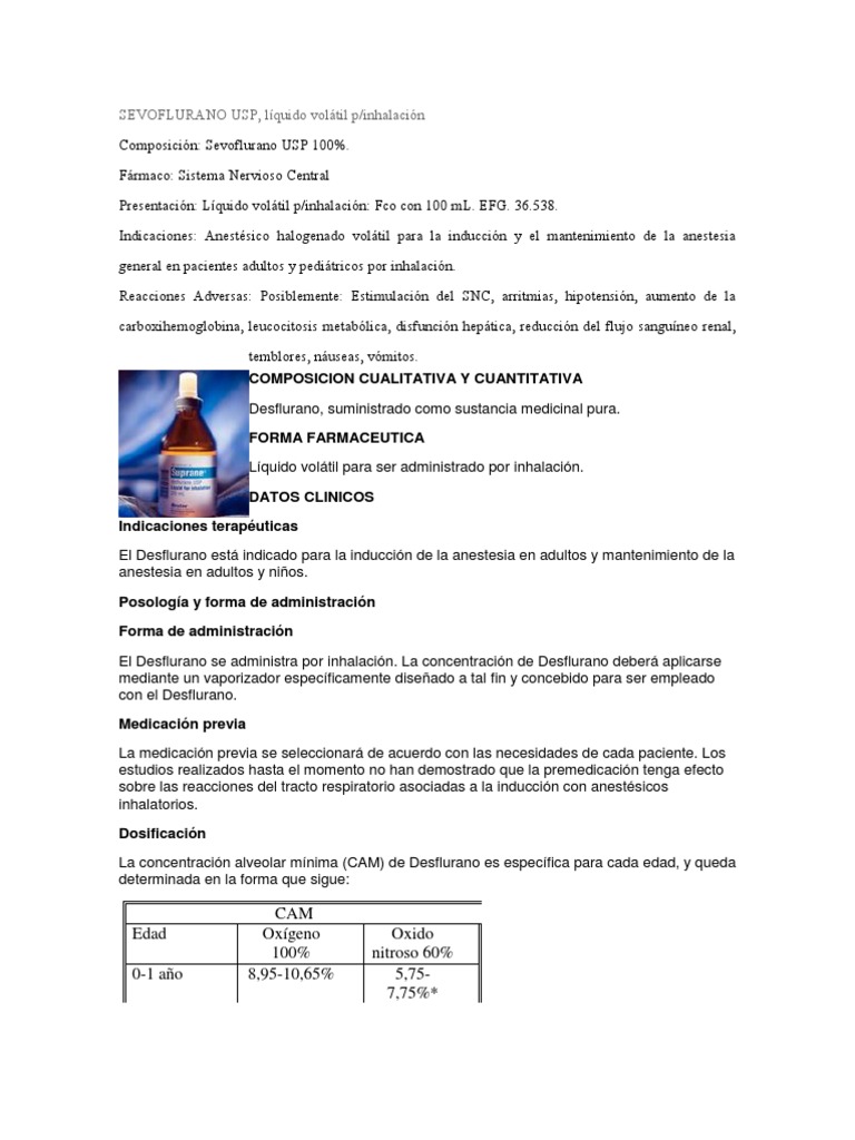Sevoflurano Usp | PDF | Acné común | Anestesia