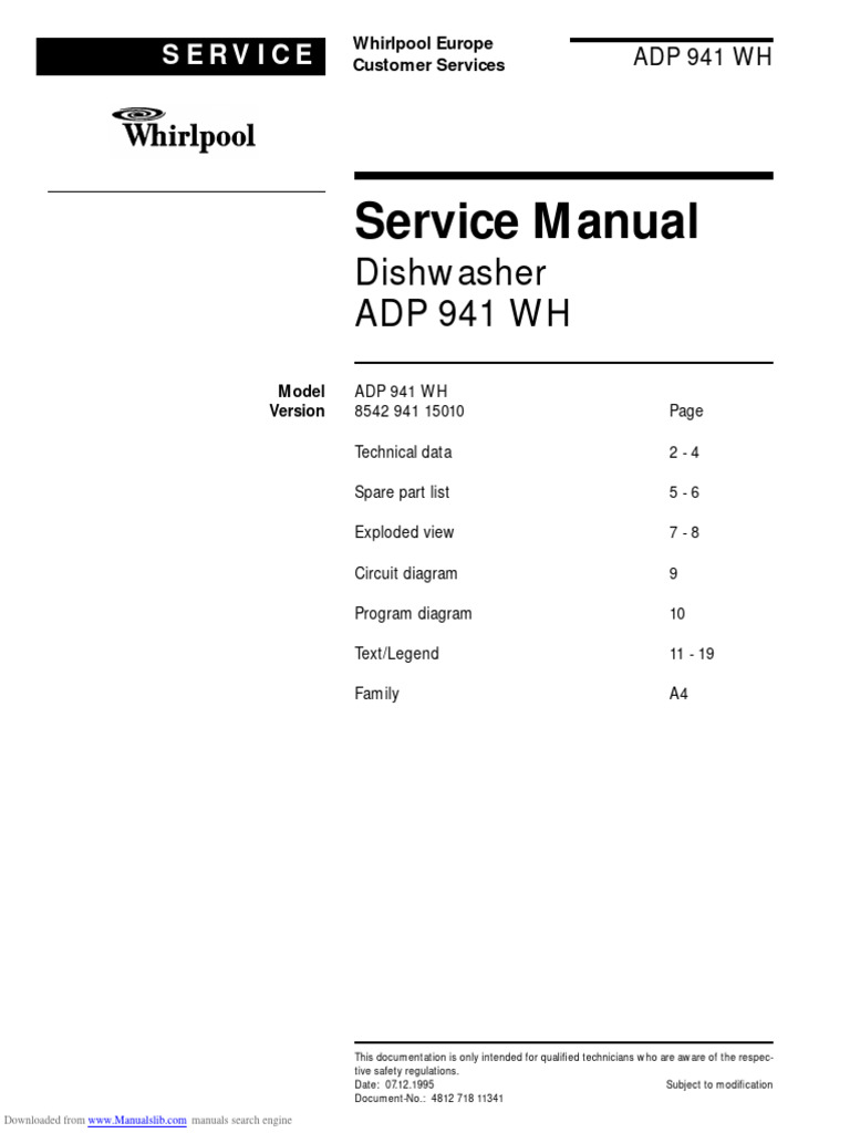 Adp 941 WH | PDF | Dishwasher