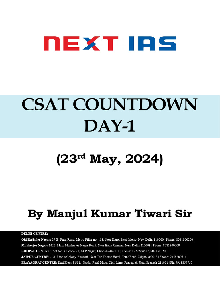 CSAT COUNTDOWN DAY-1 (23-5-2024) - (Thursday) - 25q | PDF | Abstract ...