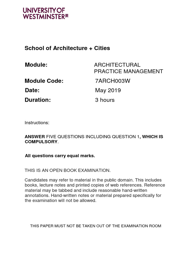APM Exam Paper 2019 May | PDF | Risk | Architect