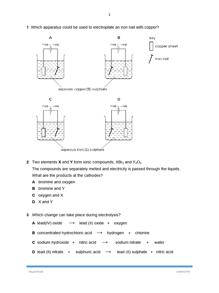 Redox Reaction, Electrolysis - Triple | PDF | Electrode | Anode