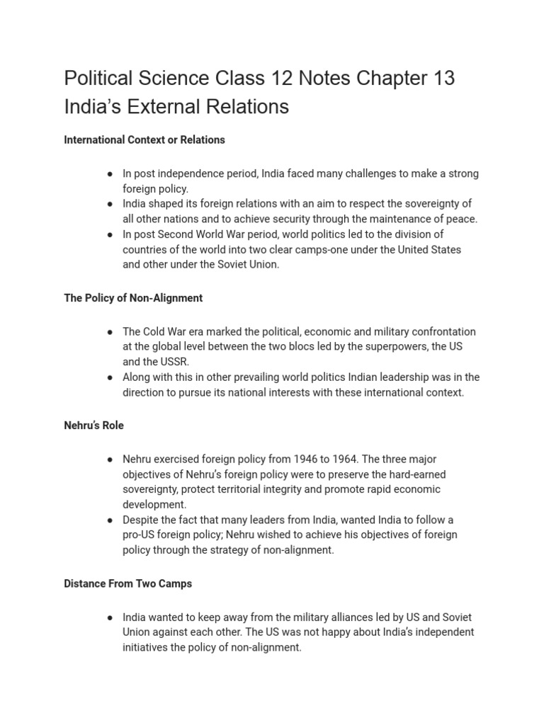 Chapter 4 India’s External Relations | Download Free PDF | Jawaharlal ...