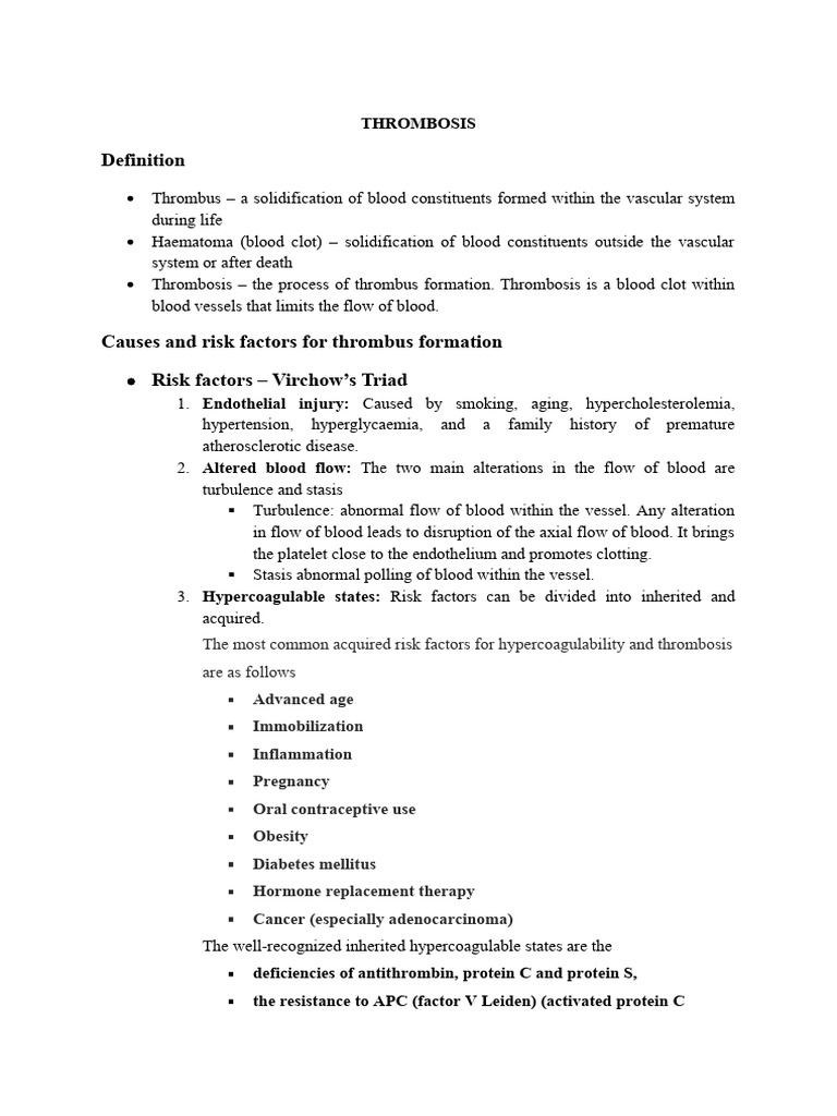 Thrombosis Pdf Thrombosis Thrombus