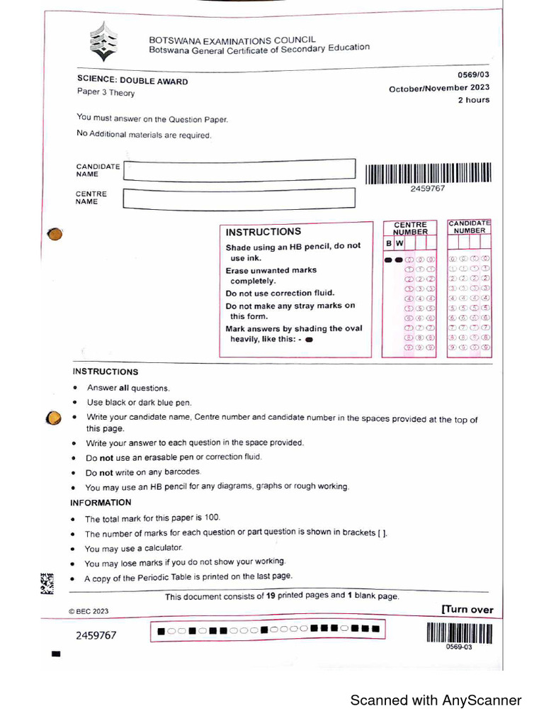 Bgcse PP3 Sda 2023 Question Paper | PDF