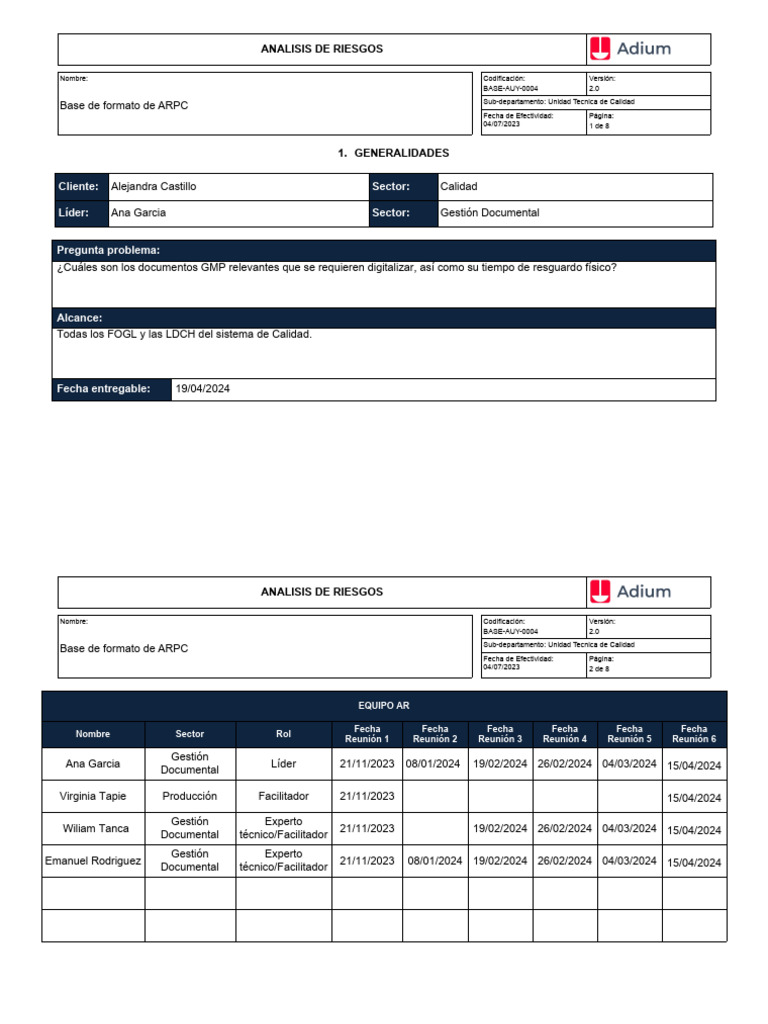 Base de Formato de ARPC | PDF