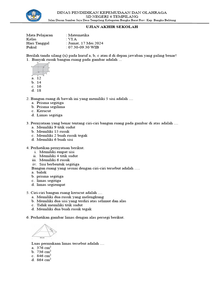 Soal MTK Cetak | PDF | Metode & Bahan Ajar | Griya & Taman