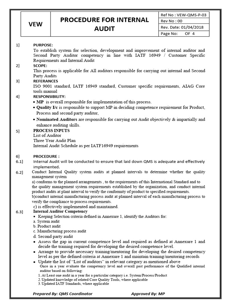 Internal Audit Procedure Guide | PDF | Audit | Internal Audit