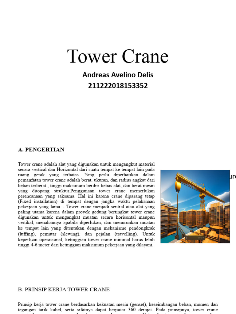 Tugas PTM (Tower Crane) - Andreas Avelino Delis - 211222018153352 | PDF ...