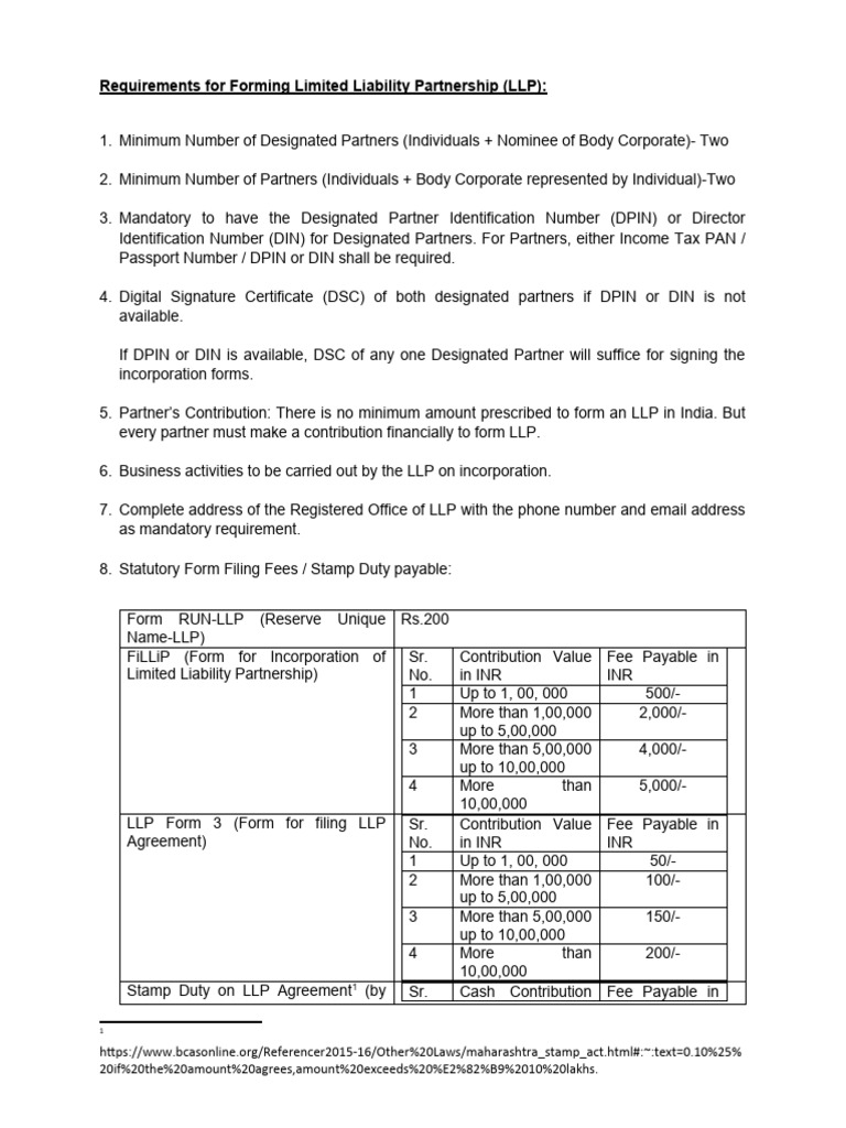 LLP Incorporation Requirements Checklist | PDF | Limited Liability ...