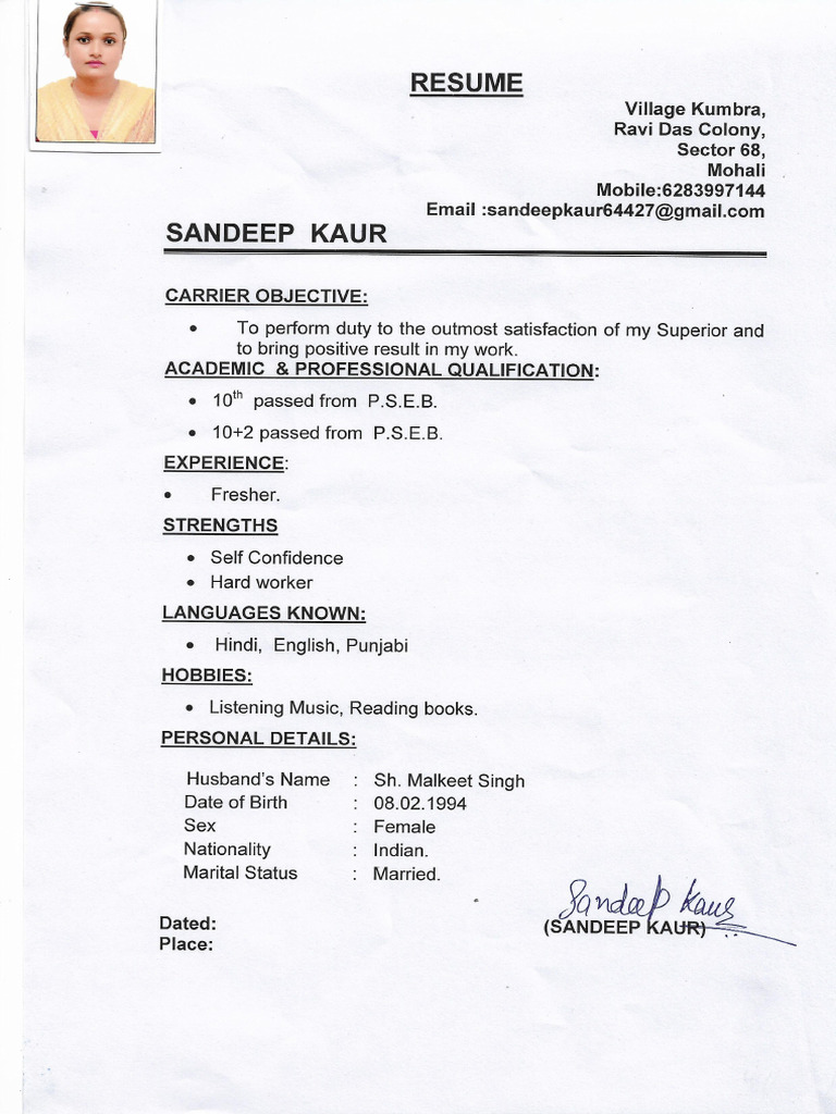 Resume Sandeep Kaur | PDF