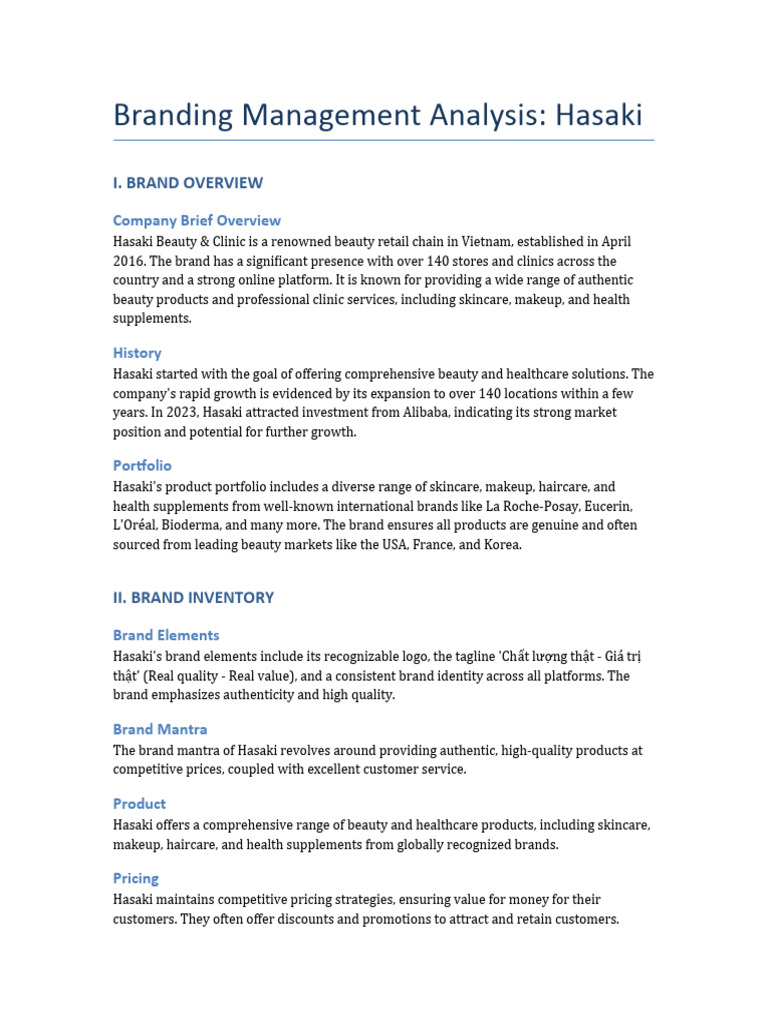 Hasaki Branding Analysis | PDF | Brand | Retail