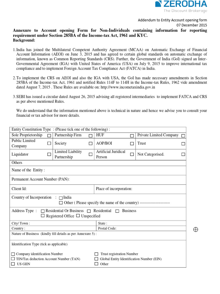 Entity FATCA | PDF | Securities (Finance) | Identity Document