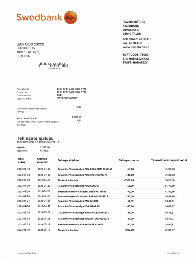 Swedbank - 2023 04 19 2023 05 19111 | PDF