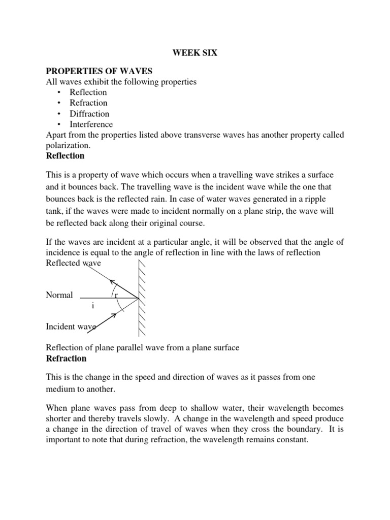 7750 - Properties of Wave Wk6 | PDF | Waves | Refraction