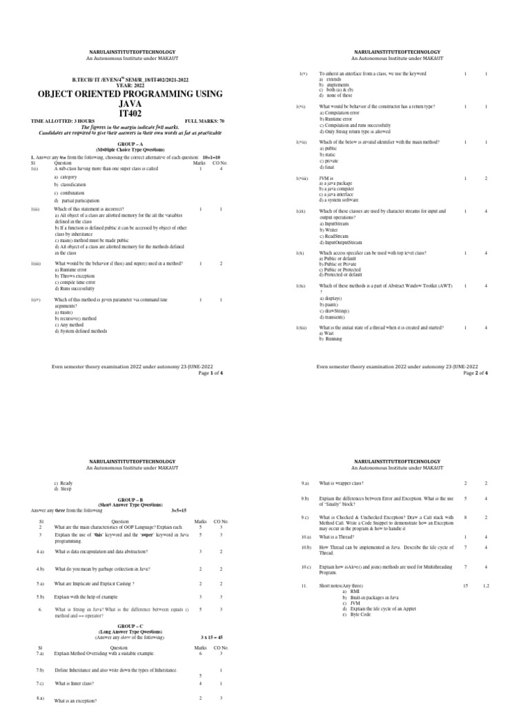 Microsoft Word - IT402 | PDF | Class (Computer Programming) | Method (Computer Programming)