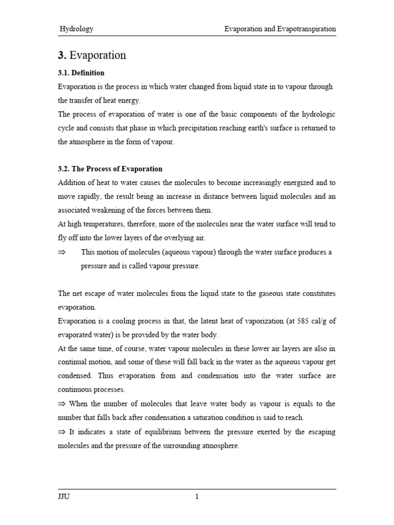 Hydrology: Evaporation Basics | PDF | Evaporation | Evapotranspiration