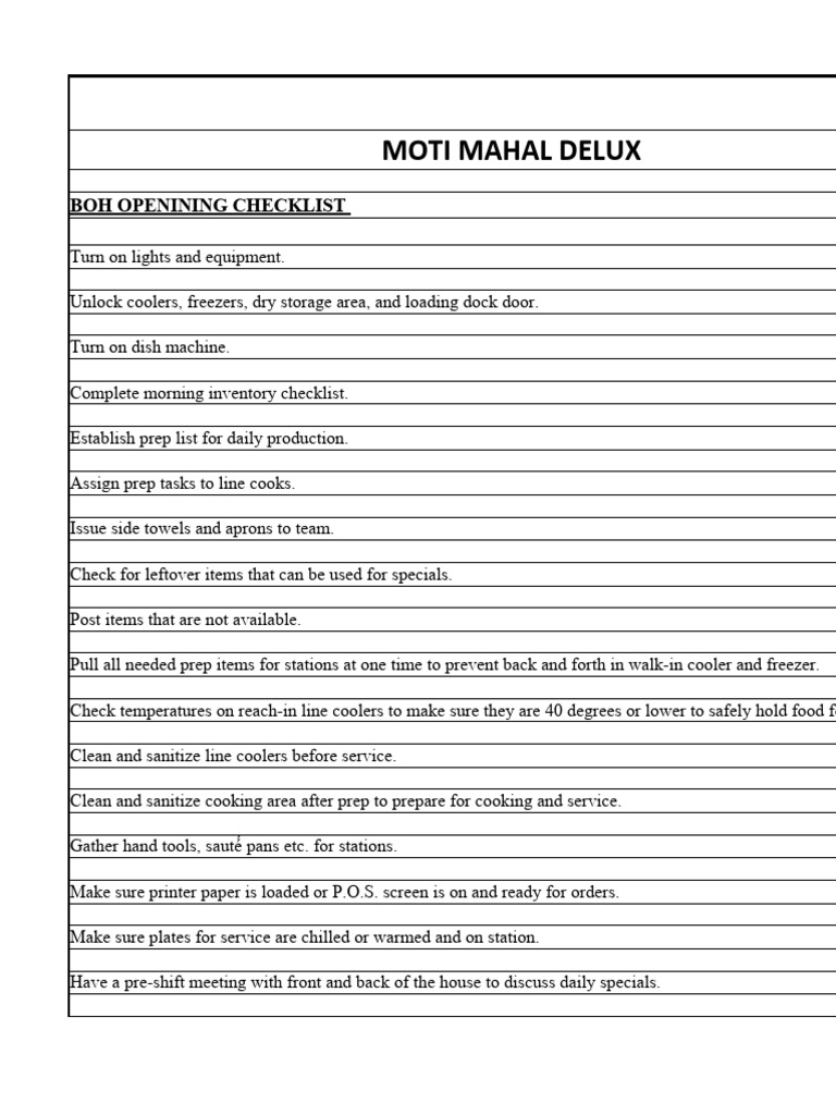 CHECKLIST | PDF | Refrigerator | Menu