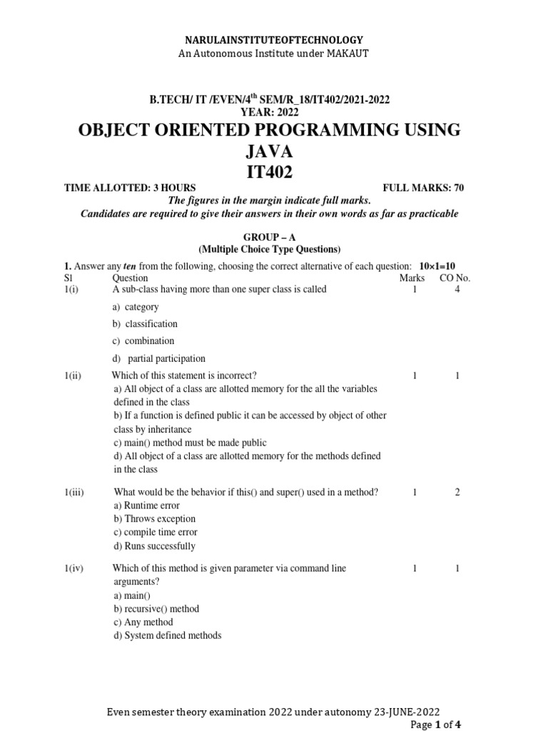 IT402 (1) | Download Free PDF | Class (Computer Programming) | Method (Computer Programming)