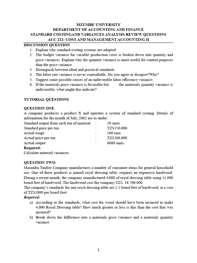 VARRIANCES | PDF | Labour Economics | Inventory