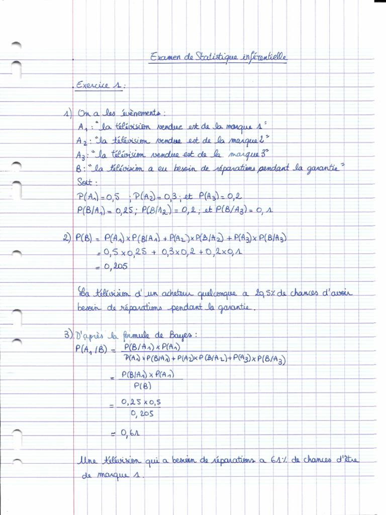 Statistiques Inférentielles - Meilleure Copie - Mai 21 | PDF