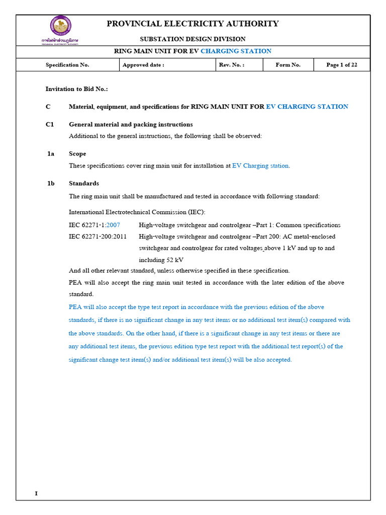 Ring main unit specification | PDF | Switch | Electrical Substation