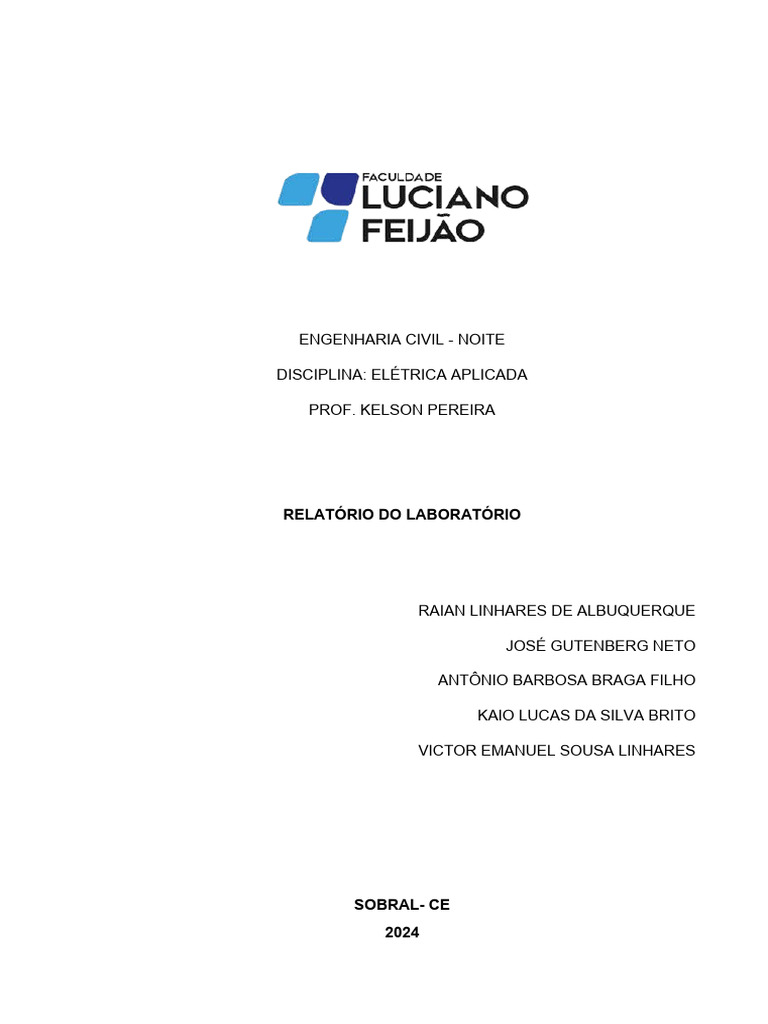Relatorio De Eletrica Aplicada Pdf Rede Elétrica Eletricidade