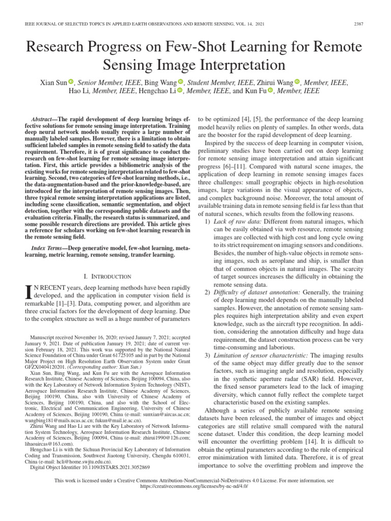Research Progress On Few-Shot Learning For Remote Sensing Image ... Research Progress On Few-Shot Learning For Remote Sensing Image ...