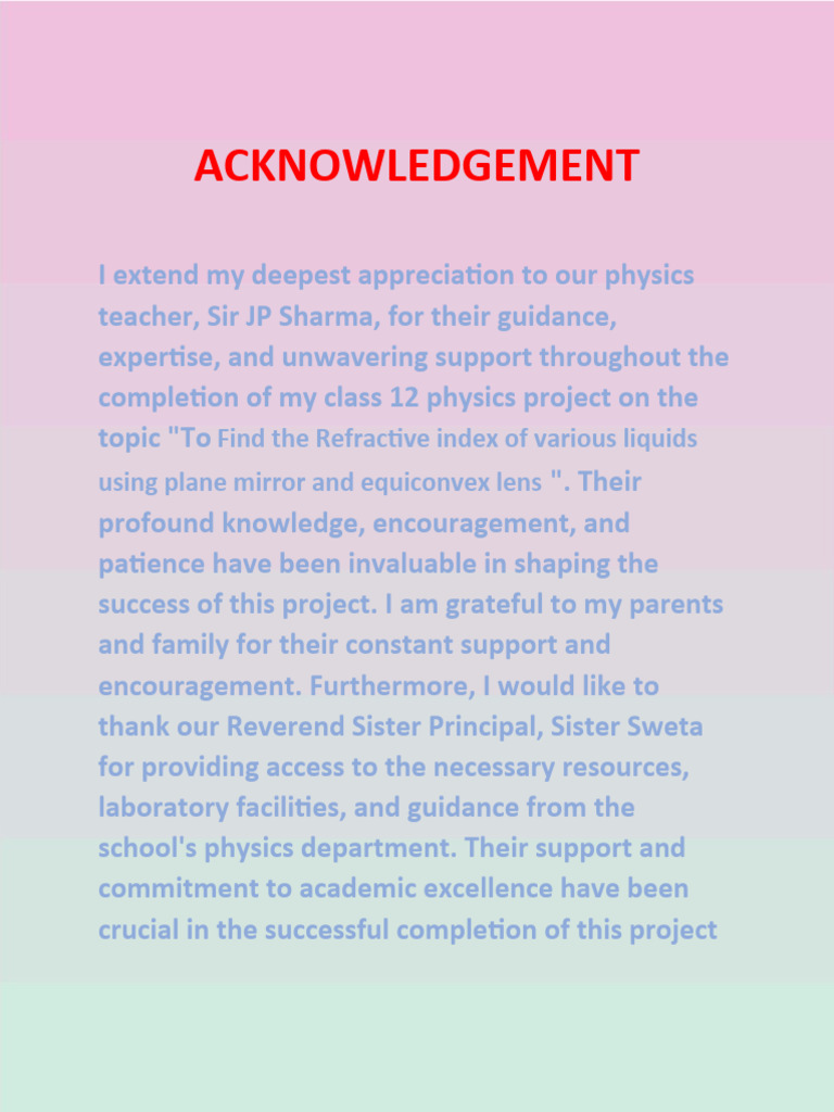 Physics Project | PDF | Refractive Index | Refraction