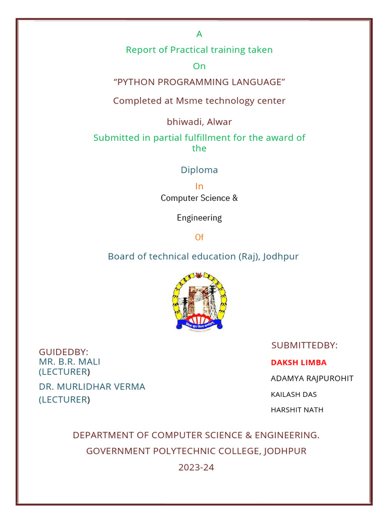 Practical Training Aruu | PDF | Data Type | Python (Programming Language)