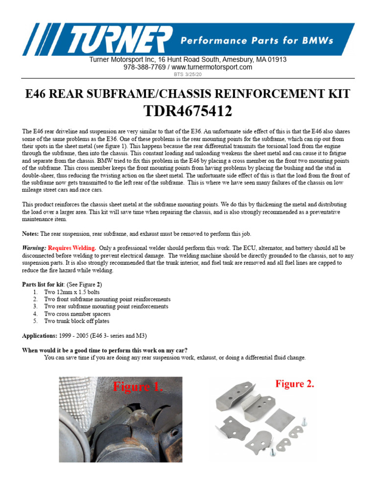 Subframe Reinforcement Instructions | PDF | Sheet Metal | Welding