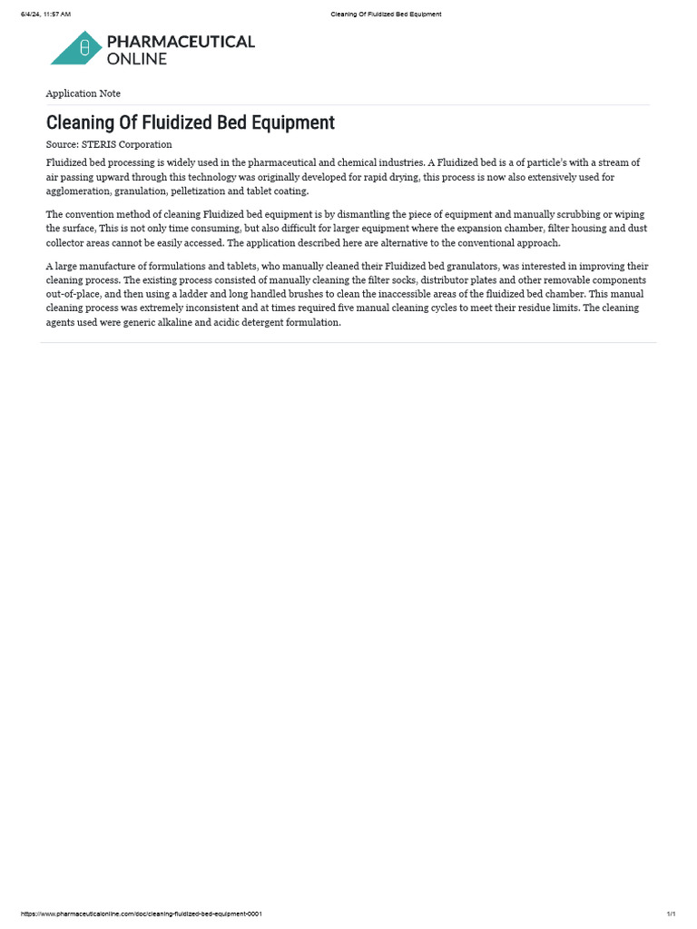 Cleaning of Fluidized Bed Equipment | PDF