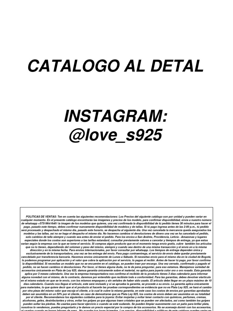 Catálogo LoveS925 | PDF | Softlines (venta minorista)