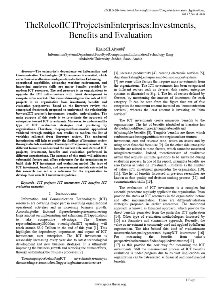 Paper 26-The Role of ICT Projects in Enterprises | PDF | Information ...