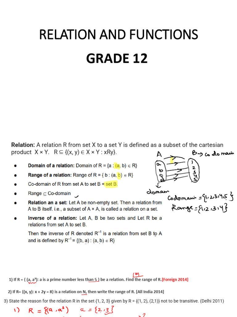 Relation And Functions Pdf Function Mathematics Monotonic Function
