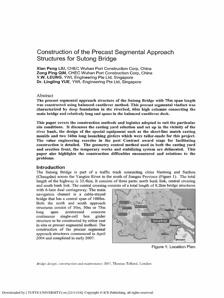 Precast Segmental ApproachStrForSutongBridge | PDF | Deep Foundation | Structural Engineering