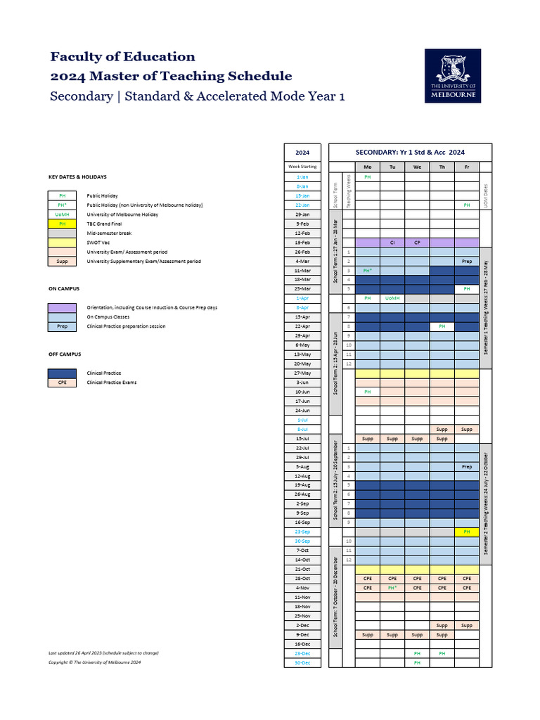 2024 MTeach (Secondary) Schedule - Standard & Accelerated Modes Year 1 ...