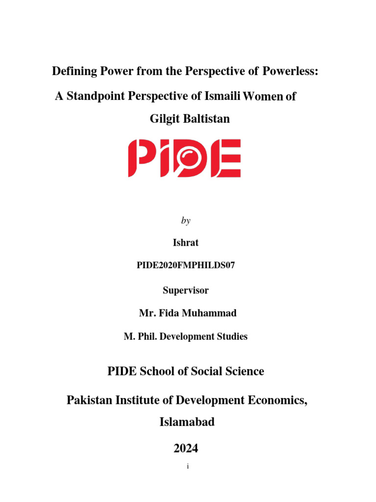 Mphil Development Studies 2020 Ishrat Defining Power From The Perspective of Powerless A ...
