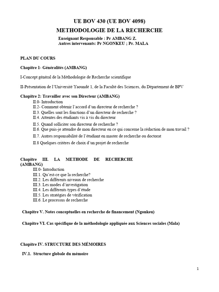 Méthodologie de Recherche à UY1 | PDF | Méthode scientifique | Doctorat