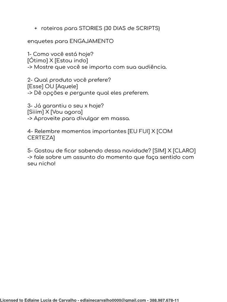 Roteiros para STORIES | PDF | Roteiro