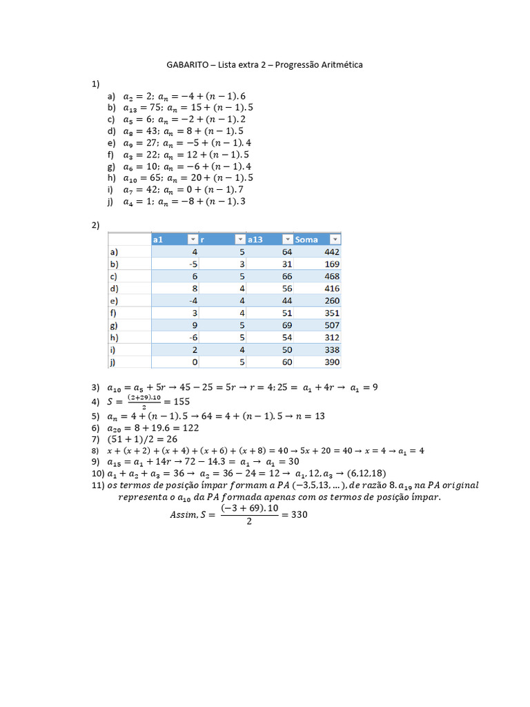 Gabarito Lista Extra 2 Pa | PDF