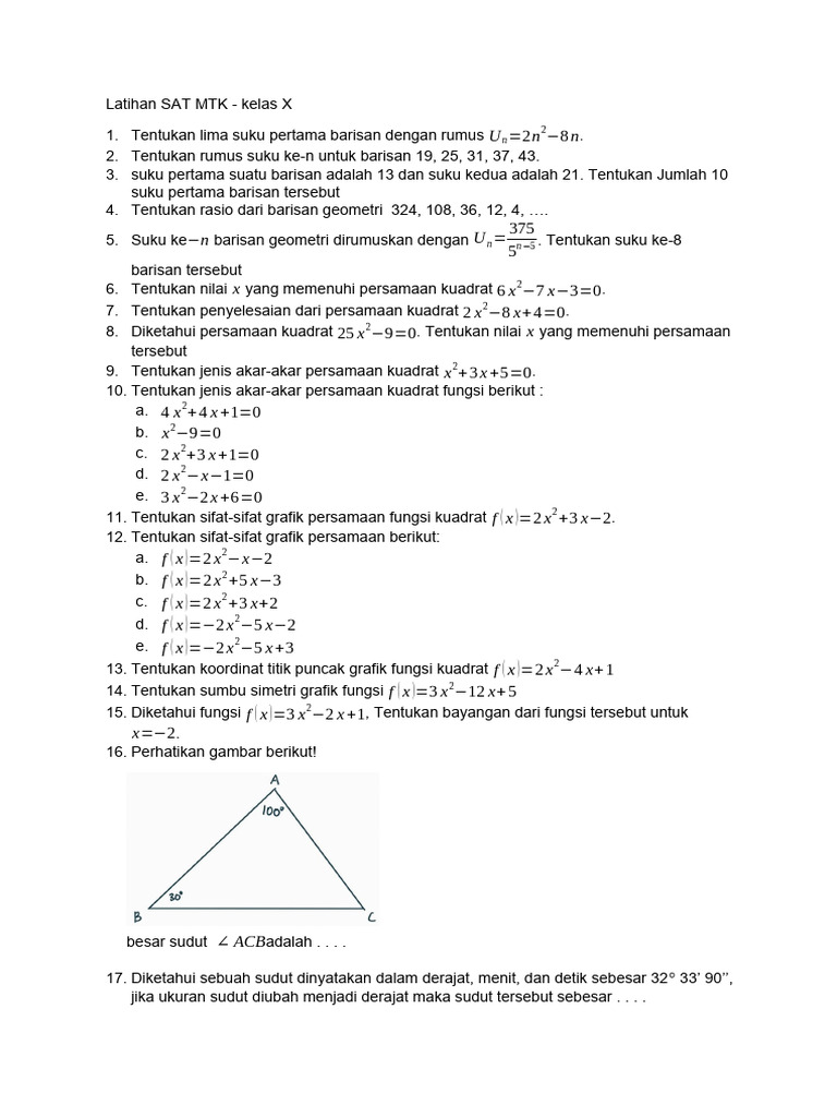 Latihan Mtk Kelas 10 Pdf Metode Bahan Ajar Sains Matematika