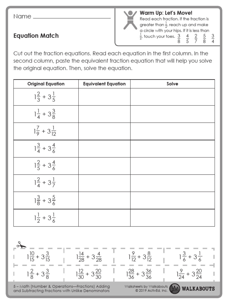 5 - Math (Number & Operations - Fractions) Adding and Subtracting ...