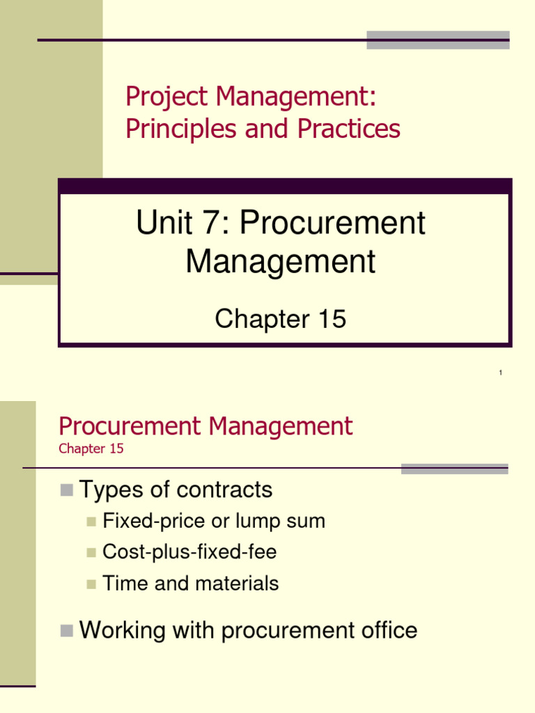 Project Management - Unit 7 Procurement Management | PDF