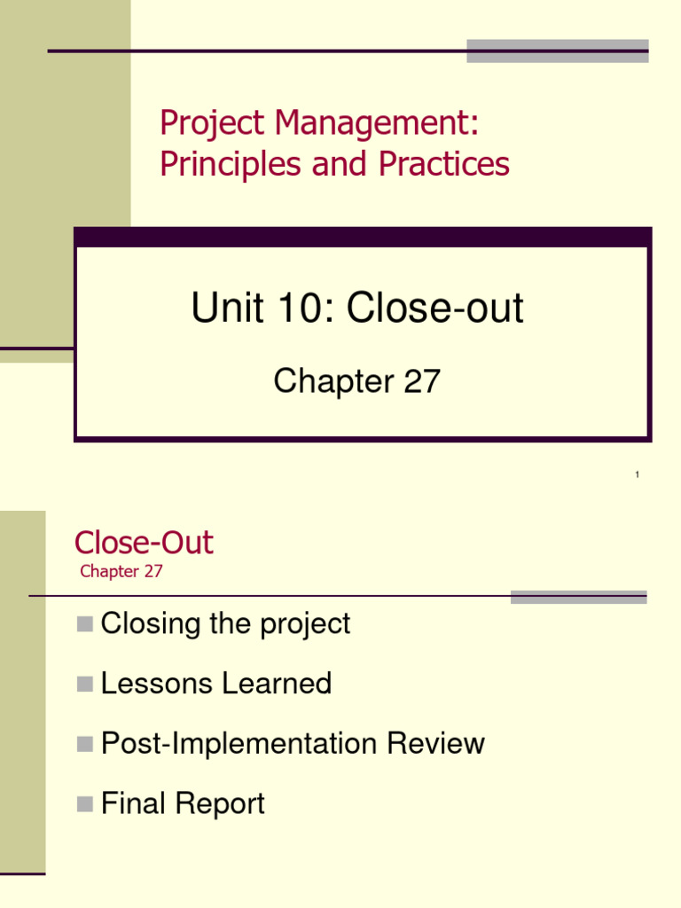 Project Management - Unit 10 Close-Out | PDF