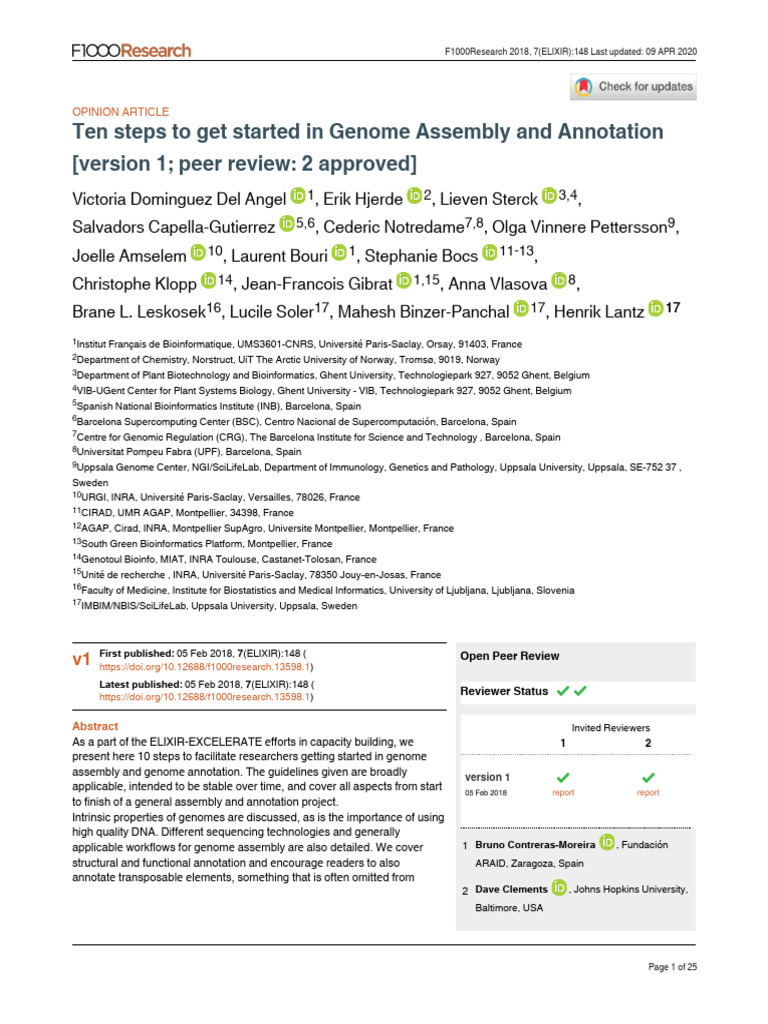 Dominguez, del_angel V, et al., (2018) Ten steps to get started in Genome Assembly and ...