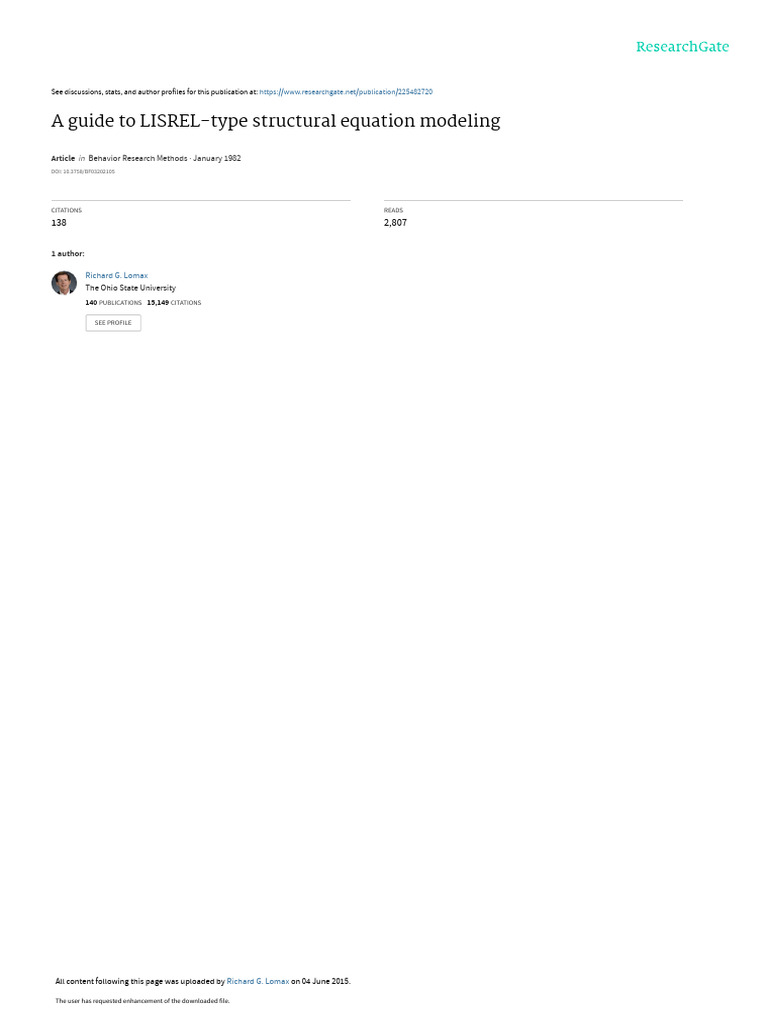 A Guide To LISREL-type Structural Equation Modelin | PDF | Structural Equation Modeling | Errors ...