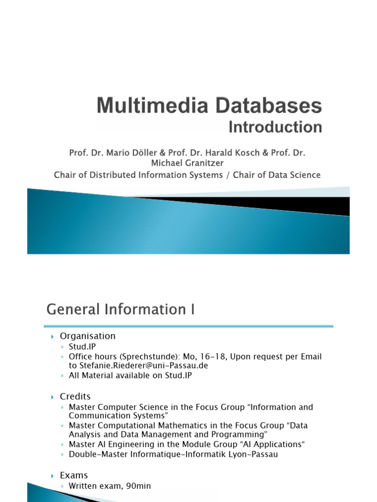 01MMDB Introduction en 2023 | Download Free PDF | Databases | Information Retrieval