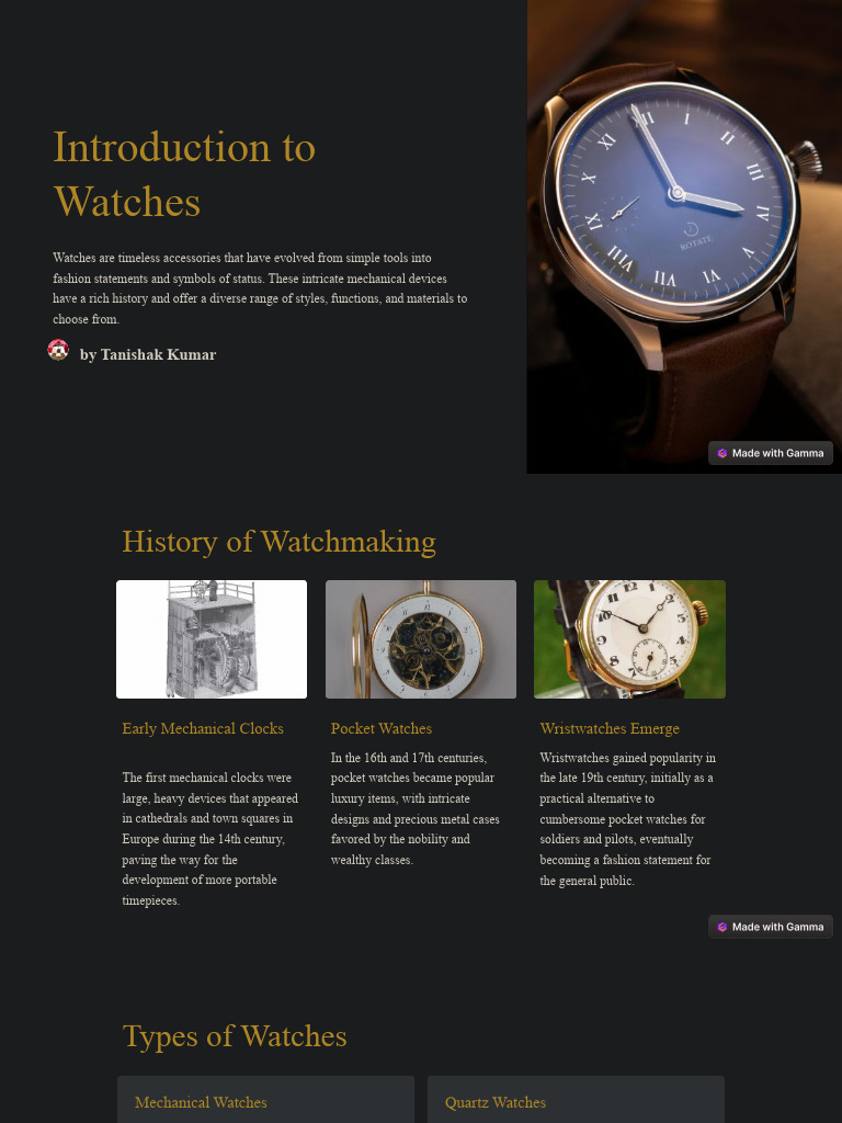 Introduction to Watches | PDF | Watch | Clock