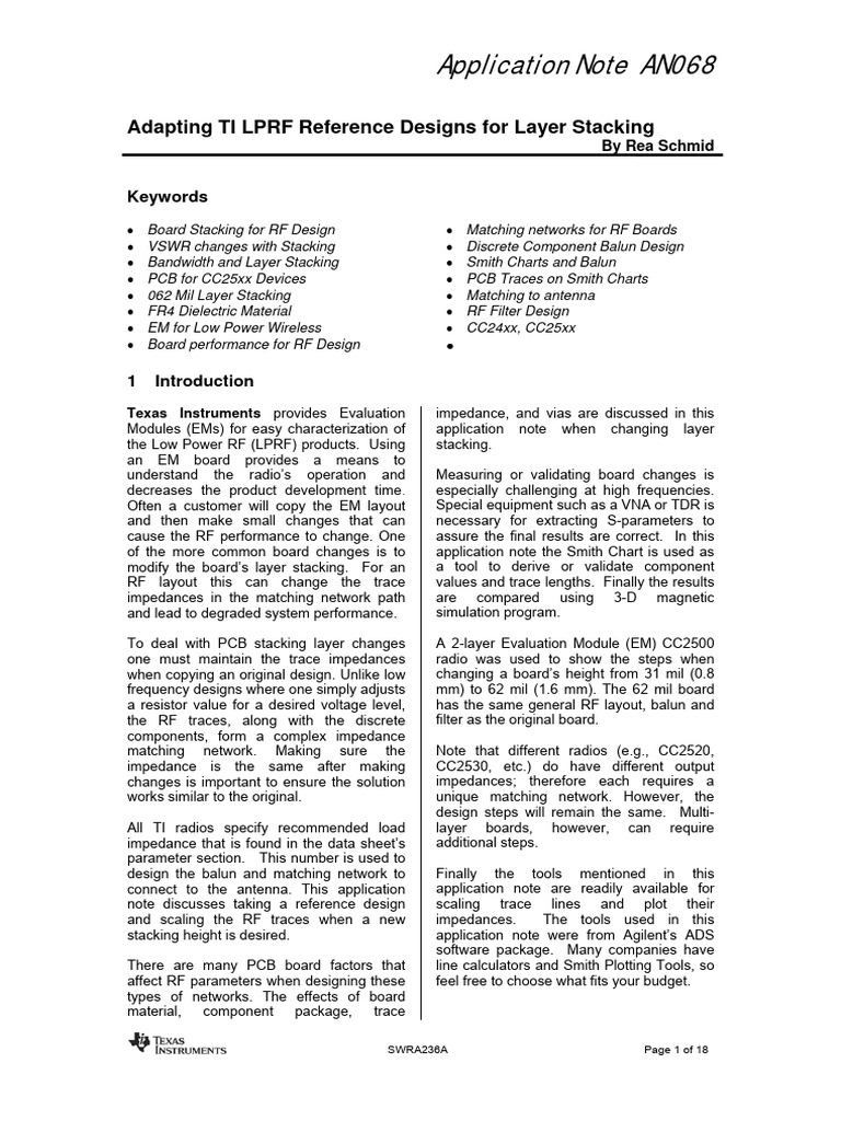 Adapting TI LPRF Reference Designs for Layer Stacking (AN068 ...